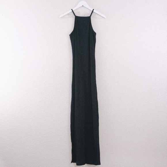 Brandy Melville | Dresses | Brandy Melville Black High Neck Slit Maxi ...